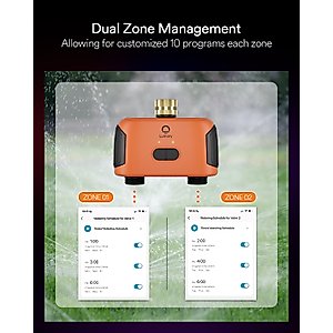 Lumary Smart Sprinkler Timer 2 Zone, WiFi Water Timer for Garden Hose, Brass Inlet Water Hose Timer Outdoor, Manual/Automatic Drip Irrigation Timer, App/Voice Control Work with Alexa