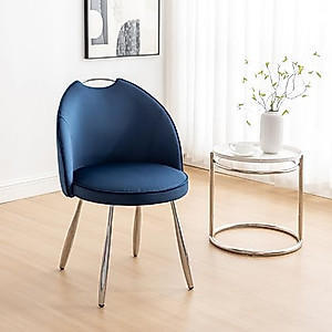 Art Leon Velvet Dining Chairs Set of 4, Modern Upholstered Side Chairs, Kitchen Dining Room Chairs with Metal Legs for Living Room Bedroom, Blue