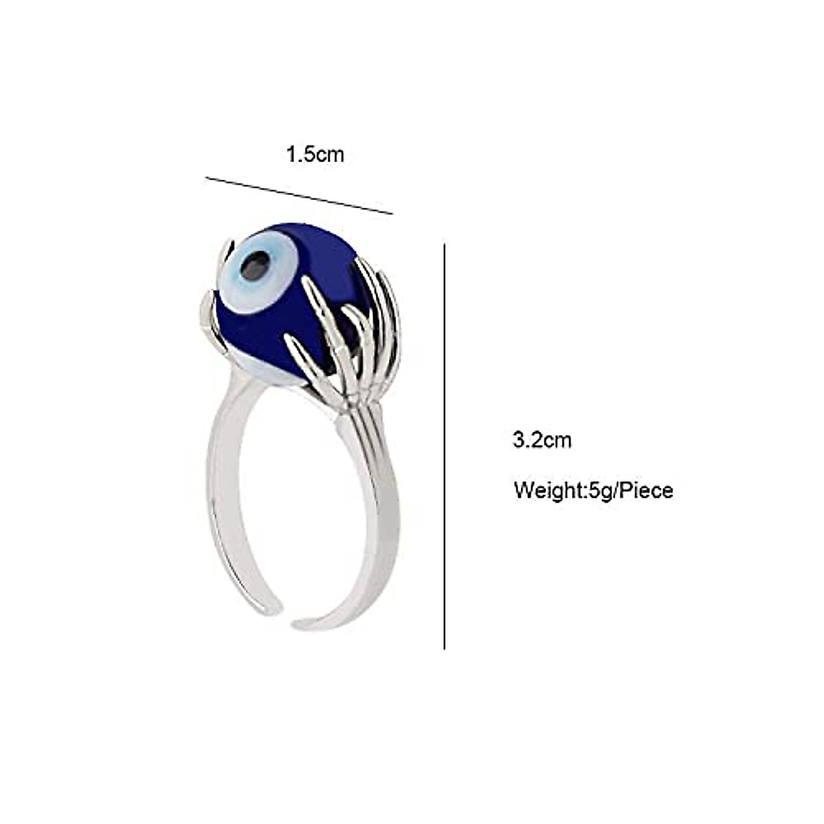 Evil Eye Ring Jewelry for Women and Men that Brings Luck and Protect from Dark Forces- Awesome Look and Great Gift (Silver Plated)