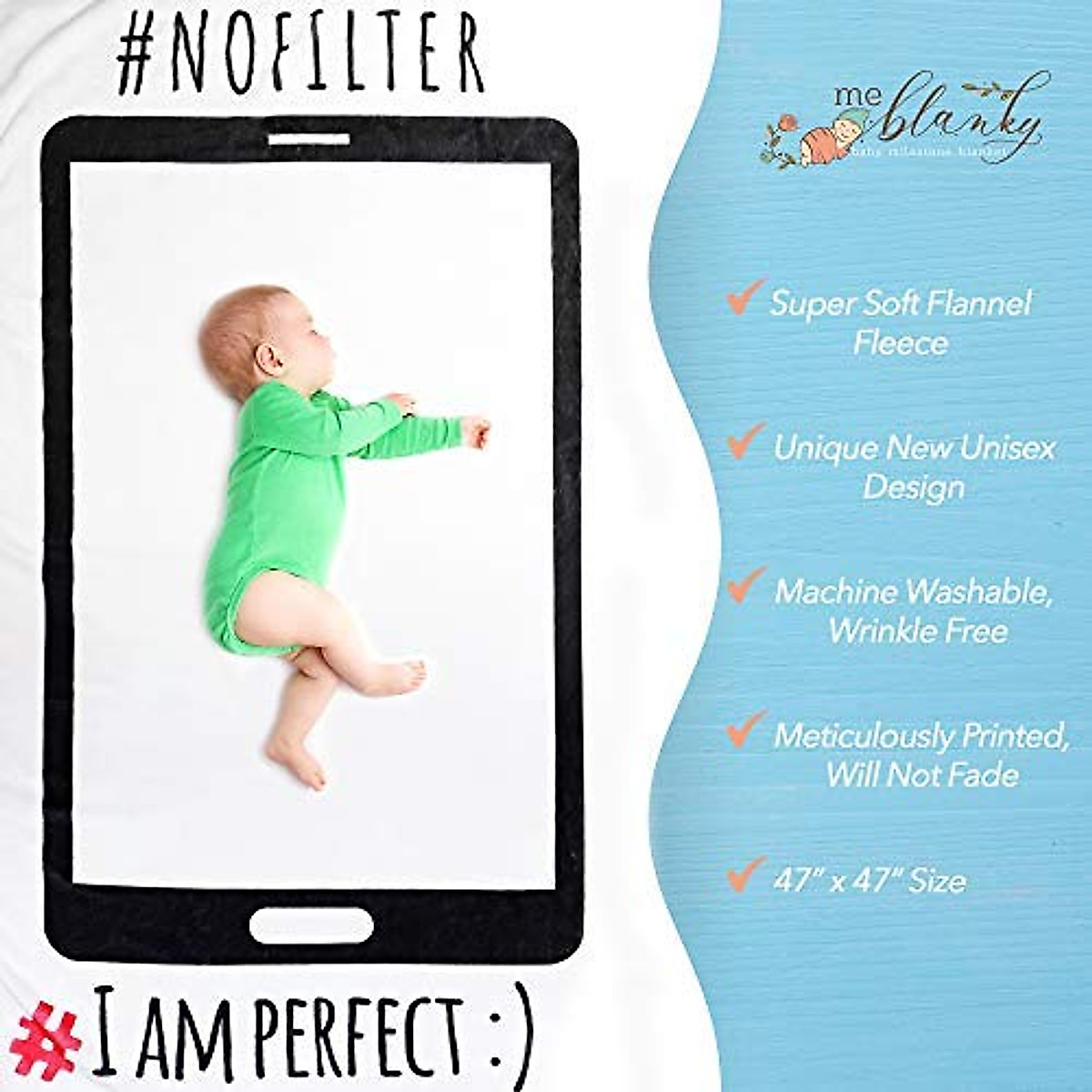 MeBlanky Baby Monthly Milestone Blanket – 3x Fluffier Newborn Monthly Milestone Blanket – 47”x47” Super Soft Fleece Milestone Blanket – First Year Baby Blanket – Baby Photo Blanket for Boys or Girls