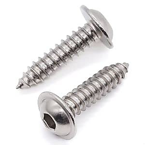 Glvaner (100 pcs) M3 x 25mm Flanged Button Head Socket Cap Self Tapping Screws 304 Stainless Steel 18-8 Wood Screws