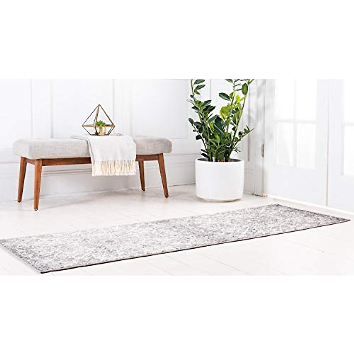 Unique Loom Sofia Collection Area Rug - Grace (2' x 13' 1" Runner, Dark Gray/ Gray)