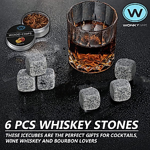 WONKYWARE Cocktail Smoker Kit with Torch Old Fashioned Drink Smoker kit with 6 Flavors Wood Chips for Bourbon Cocktail Smoker, Whiskey Smoker Infuser kit for Father, Husband, Friends (No Butane)