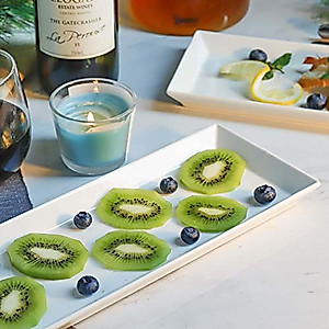 Sweese 702.101 Rectangular Porcelain Platters, Serving Trays for Parties - 13.8 Inch, Set of 4, White