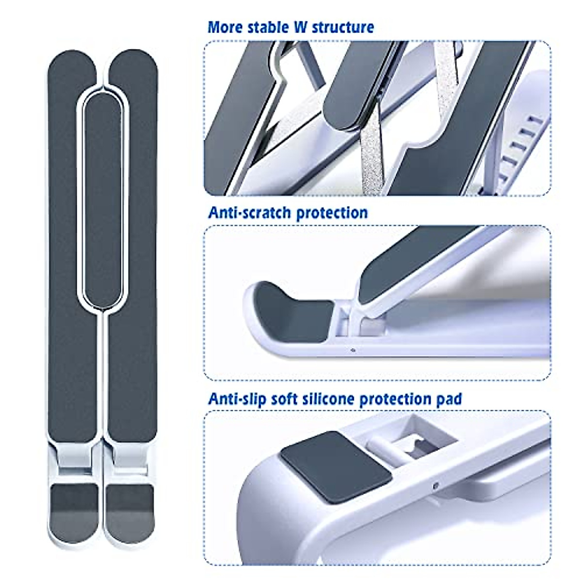 Heartbeats Laptop Stand, Laptop Riser with Adjustable Ergonomic Design, 6 Angles Anti-Slip Portable Computer Stand, Foldable Laptop Holder Compatible with 10-15.6 inch Laptops (White)