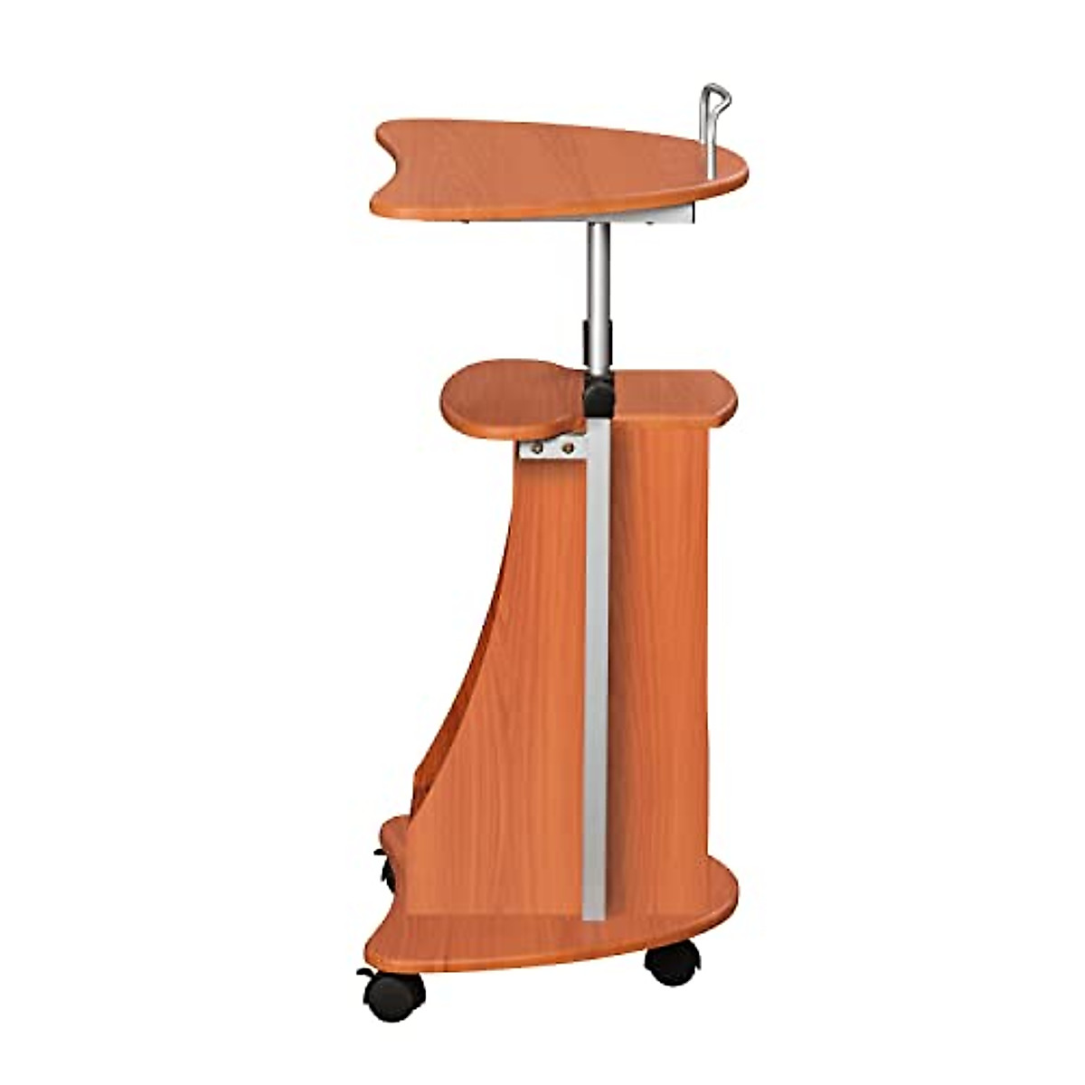 Adjustable Height Laptop Cart With Storage. Color: Woodgrain
