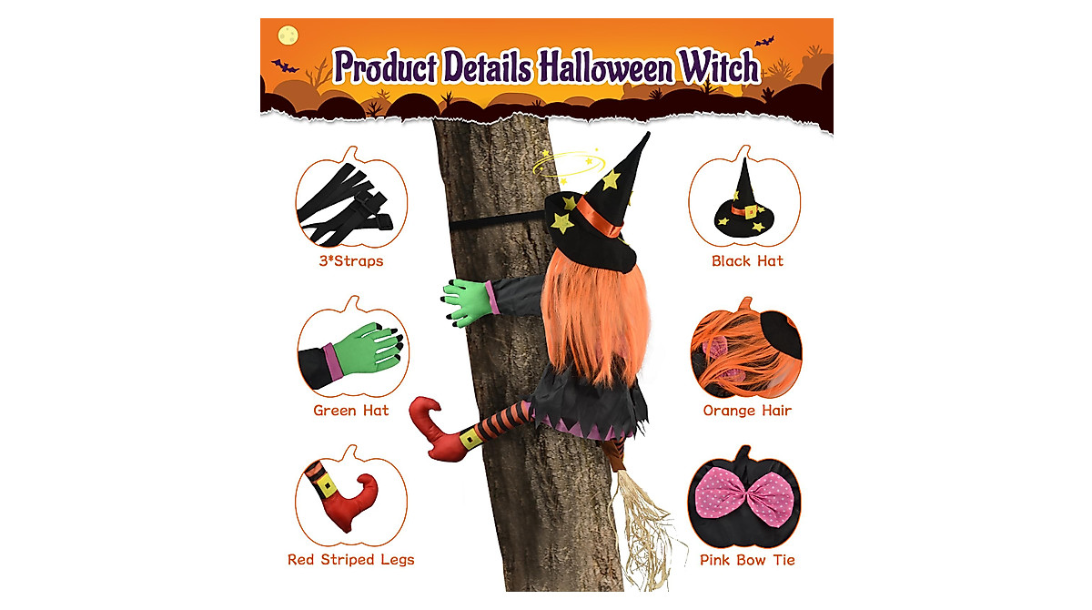 Halloween Crash Witch Decor - Fun Flying Witches for Yard & Lawn