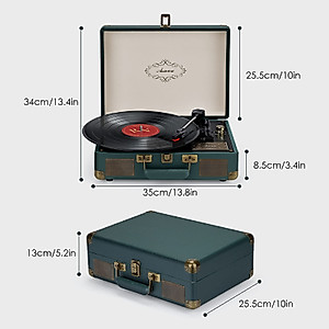 Asmuse Record Player 3-Speed Belt Drive Turntable for Vinyl Bluetooth Record Player with Built-in Stereo Speakers and RCA Output Yellow Wood Finish