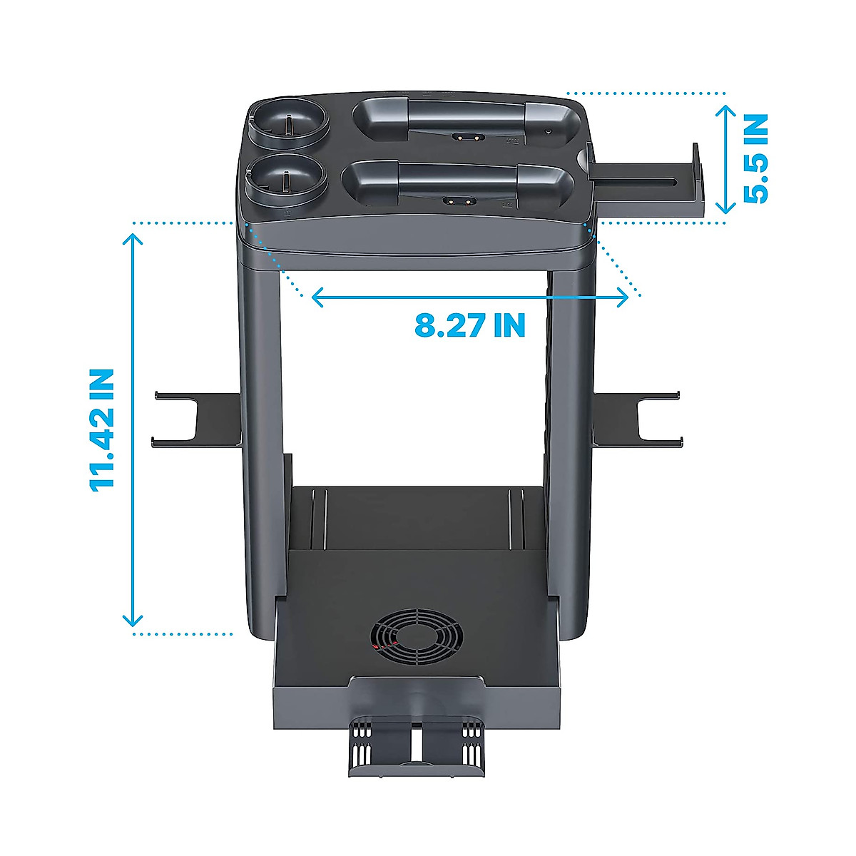 Skywin- Charging Station Compatible with PS4 VR Headset, PSVR Charging Station Stand with Game Disc Rack, Headset and Console Stand, Cooling Fan, Controller Charger and USB Hub - Multipurpose VR Stand