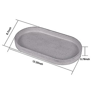 Bathroom Vanity Tray Toilet Tank Oval Storage Tray Resin Handmade Bathtub Kitchen Dresser Countertop Organizer(Gray)