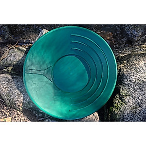SE 14 Inch Gold Panning Pan Set - Three Riffles for Easier Mining and Prospecting, Green