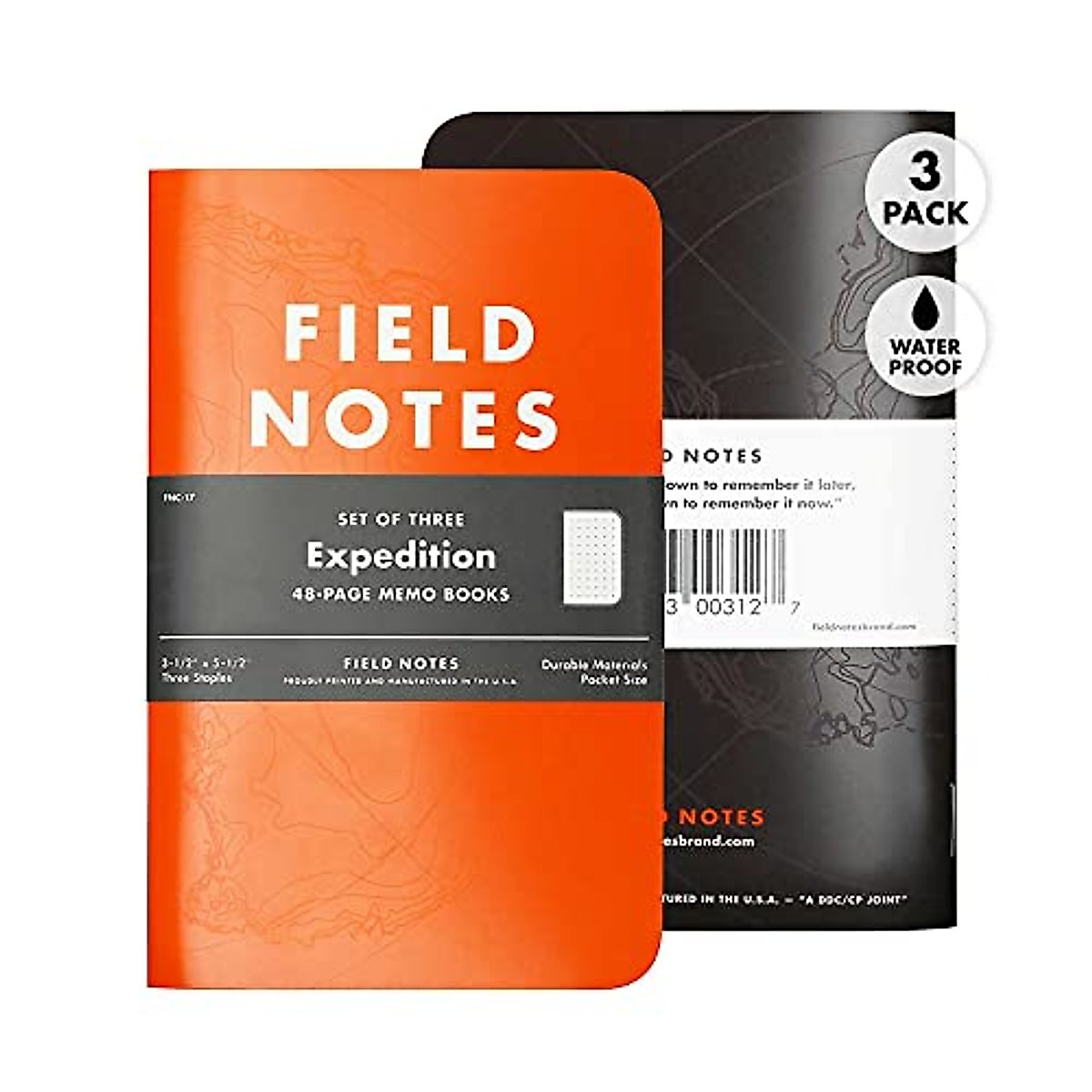 Field Notes: Expedition 3-Pack Waterproof Notebook with Dot-Graph Paper - 3.5" x 5.5"