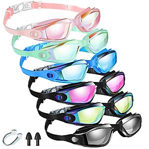Flutesan 6 Pcs Swim Goggles Swimming Equipment Swimming Goggles Sport Swimming Goggles for Women Men Adult Youth (Bright Color)