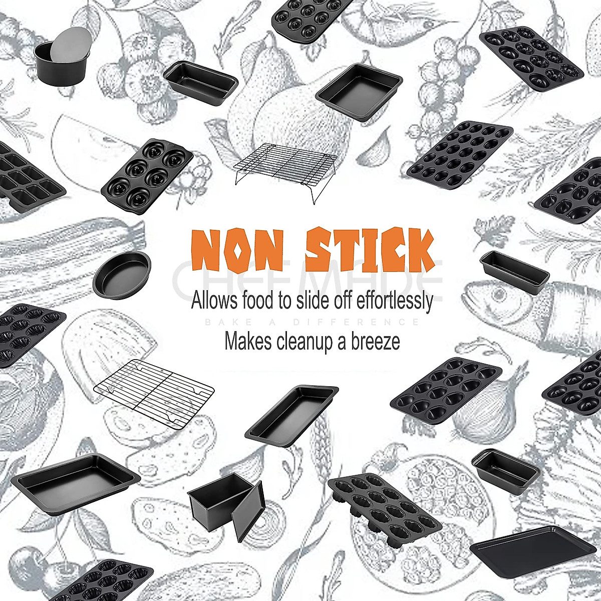 CHEFMADE Donut Pan, Nonstick 6 Cavity Ring Doughnut Pan for Baking, Set of 2