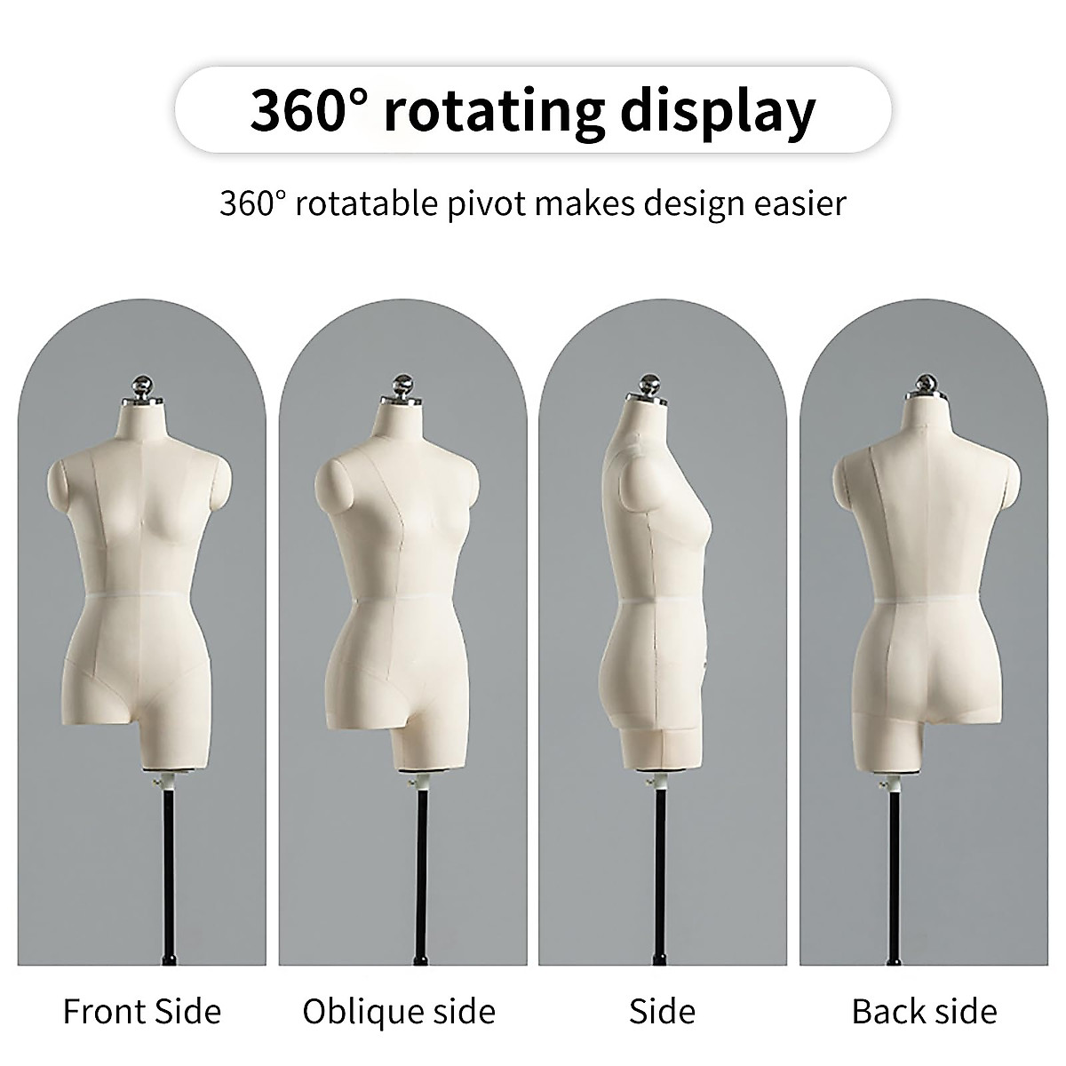 Female Mannequin Dress Body Form, Adjustable Height 183-227cm & Movable Universal Wheel Manikin Body, Straight or Angled Pins Available, Mannequin Torso for Sewing Clothing Jewelry Display