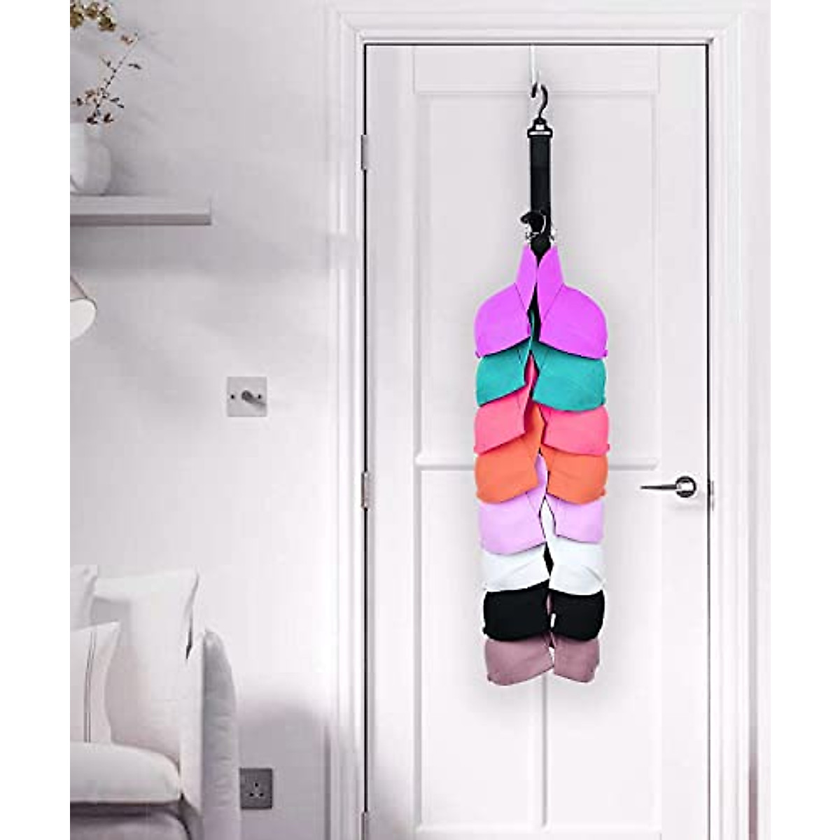 Yesok 2 Pack Hat Organizer Holder Rack, 16 Clips Closet Hanging Cap Racks Storage Hangers for Baseball Hats Ball Caps Golf Caps Beanies & Accessories