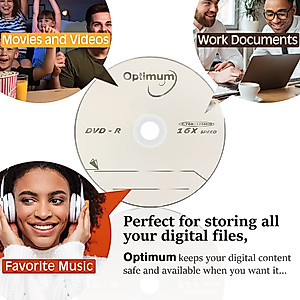 OPTIMUM DVD-R Blank Discs 4.7GB 16X Recordable Disc Branded Logo - 100 Disc (no Container)