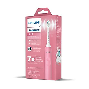 Philips Sonicare 4100 Rechargeable Electric Toothbrush, with Pressure Sensor, 2 Intensity Settings, SmarTimer and QuadPacer, 14-Day Battery Life, Deep Pink, Model HX3681/26