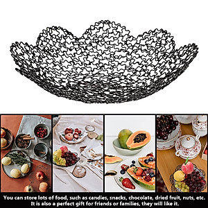 Hemoton Decorative Bowls for Home Decor and Centerpieces- Gold Vegetable Fruit Bowl for Kitchen Counter, Table Centerpieces for Dining Room and Living Room Decor, Fruit Basket for Kitchen (Black)