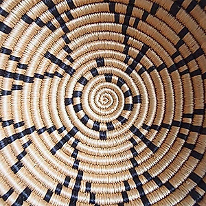 Small African Basket- Mugusa/Rwanda Basket/Woven Bowl/Sisal & Sweetgrass Basket/Tan, Black