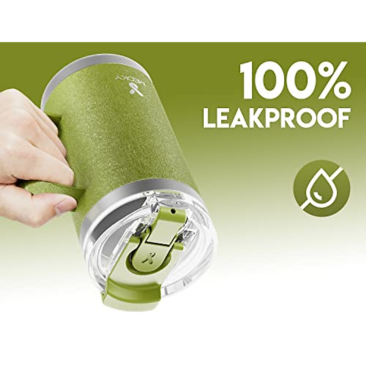 Meoky 20oz Insulated Coffee Mug with Lid and Handle, 100% Leak Proof Stainless Steel Coffee Cup with Tritan Lid, Double Wall Vacuum Coffee Tumbler with Handle (Forest)