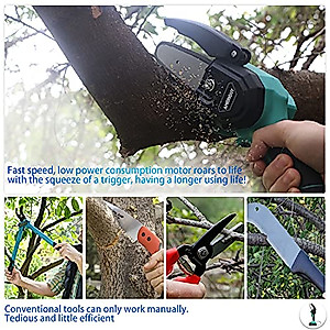 Mini Chainsaw 6 Inch Cordless Chain Saws - Electric Battery Powered Chainsaw Small Portable One-Hand Handheld, 24V Rechargeable Operated for Tree Trimming, Branch and Wood Cutting