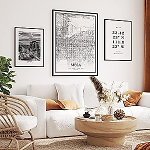 Dear Mapper Mesa United States View Abstract Road Modern Map Art Minimalist Painting Black and White Canvas Line Art Print Poster Art Line Paintings Home Decor (Set of 3 Unframed) (16x24inch)
