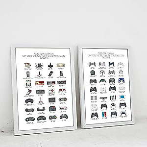 Retro Video Game Posters for Gaming Room Wall Decor. Evolution of Video Game Controllers Art Poster for Teen Bedroom Decorations. Nostalgic Gamer Artwork Cards for Boy. Cool 11x17 In Controller Print