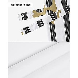 OneHoney Tie Up Curtain Valances Window Topper,Shade Valance for Kitchen Windows Nautical Theme Gold Anchor Rod Pocket Tie-up Curtains Window Treatment Drapes Black White Stripes 1 Panel-42 x18