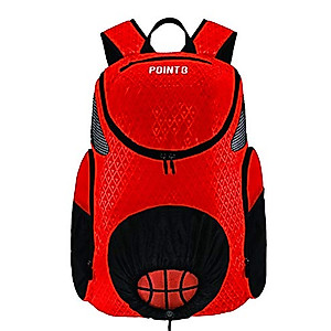 POINT3 POINT3 Basketball Backpack Road Trip 2.0, Bag with Drawstring for Soccer, Volleyball & More, Compartments for Shoes, Water, & Clothes, Water Resistant Equipment Bag, Unisex Sports Backpack - Red
