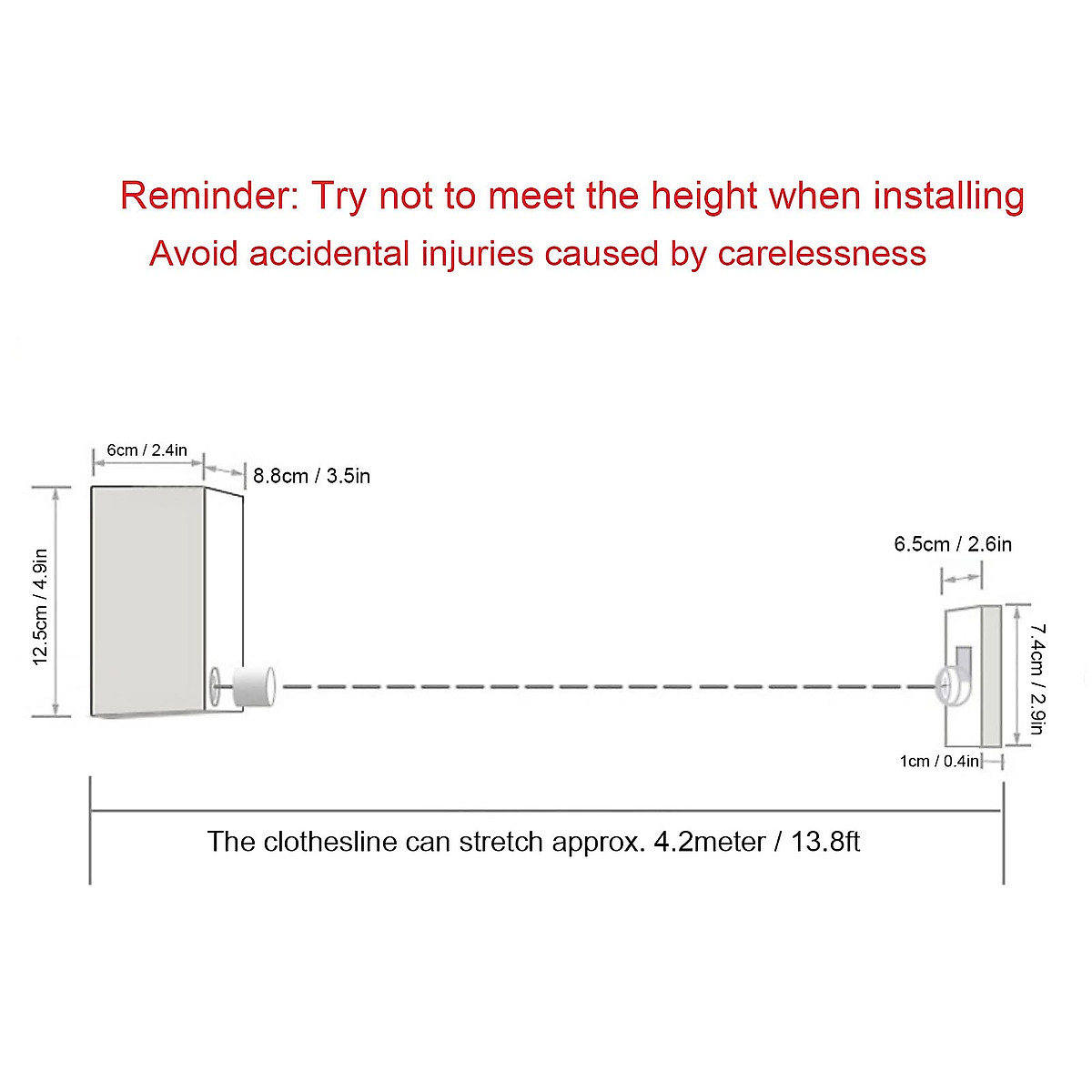 Hapivida Retractable Clothesline, 13.8Ft Stainless Steel Indoor Clothes Line Retracting Adjustable Wall Mounted Heavy Duty Retractable Laundry Line (Silver)