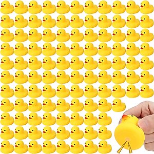 Vinsot 100 Pcs Bath Ducky Mini Rubber Ducks Yellow Rubber Duck Bath Toy Rubber Tub Toys Bathtub Toys Squeak and Float Ducks (2.17 x 1.97 x 1.85 Inch)