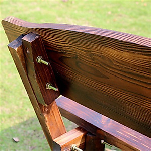 ARINAL Outside Bench Outdoor Patio Bench, Durable Carbonized Wooden Garden Bench with Backrest, 3-People Country Style Outdoor Seat for Garden, Courtyard, Backyard Outdoor Garden Bench (Size : 120cm)