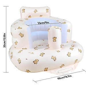 Baby Inflatable Seat for Babies 3-36 Months, Built in Air Pump Infant Back Support Sofa, Infant Support Seat Toddler Chair for Sitting Up, Baby Shower Chair Floor Seater Gifts (Baby Bear)