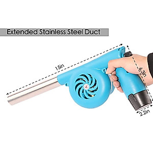 Electric Fireplace Bellows, BBQ Fan Air Blower, Outdoor Cooking Fan Charcoal Starter Fan Cordless Bellows Grills BBQ Camping Barbecue Fire Bellows (Extended Duct)