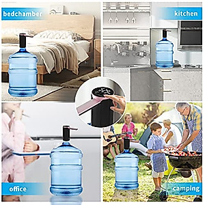 BIMVER Quantitative Water Dispenser for 5 Gallon Bottle, Upgraded LED Display Touch Button 3 Quantitative Settings Drinking Water Pump, Type C Charging Foldable Low Noise Dispenser for 2-5 Gallon Jugs