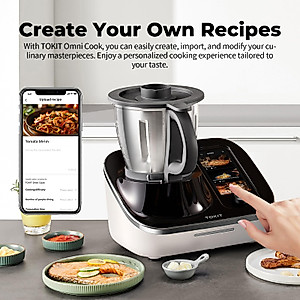TOKIT Omni Cook C2 Chef Robot, Smart Cooking Machine - Slow Cooker, Stand Mixer, Chopper, Juicer, Blender, Sous-Vide, Knead, Sauté, Yogurt Maker, 3000+ Free Recipes, Weigh, 10 Speed, 95°F-356℉, 2.3QT