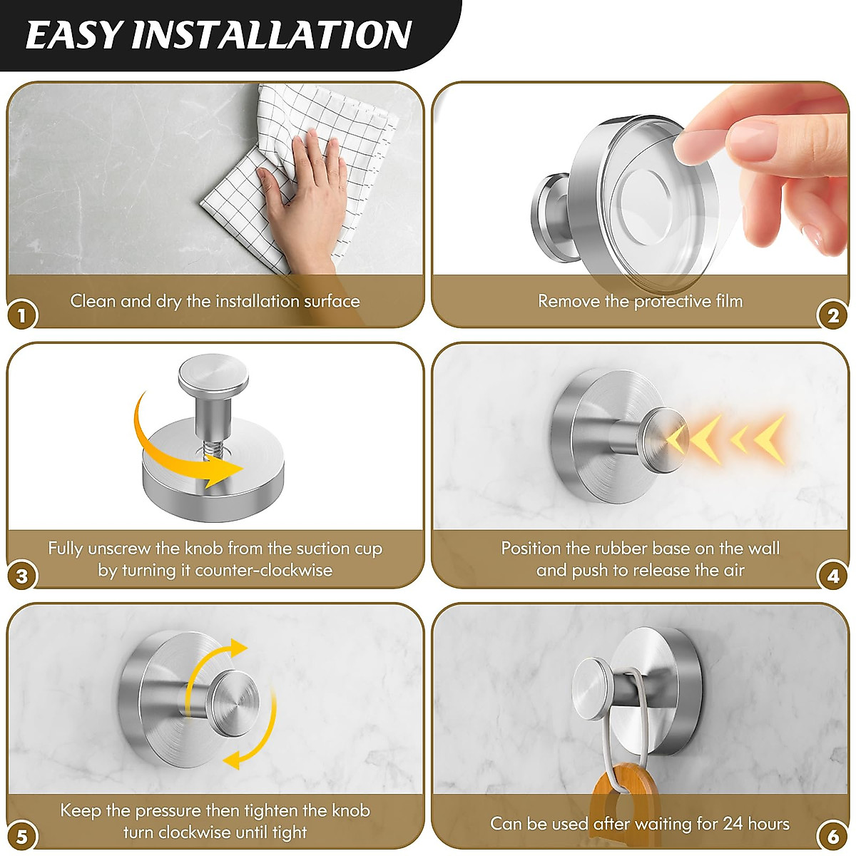 MOTAIPEAK Suction Cup Hooks for Shower,2Pcs Shower Hooks for Inside Shower,No Drill Towel Hooks for Bathroom Wall,Kitchen,Glass,Mirror,Tile to Hang Towels,Robes,Loofah-Silver