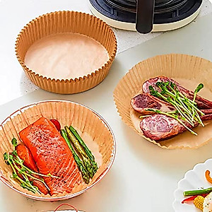 100PCS Air Fryer Disposable Paper Liner, Yokgrass Non-stick Air Fryer Parchment Paper, Oil-proof, Water-proof, Baking Paper for Air Fryer, Baking Roasting Microwave