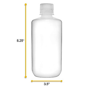 EISCO Reagent Bottle, 1000ml - Narrow Mouth with Screw Cap - Polypropylene - Translucent
