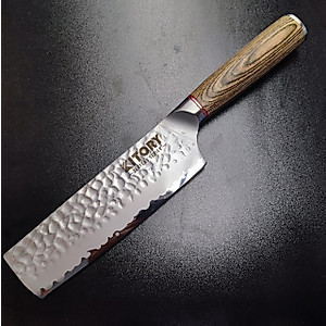 Nakiri Knife 3Layers Series Kitchen Knives Japanese Forged Vegetable Knife Sharp Meat Cleaver Ergonomic Pakkawood Handle Asian Chef Knife for Home and Kitchen 2024 Gifts