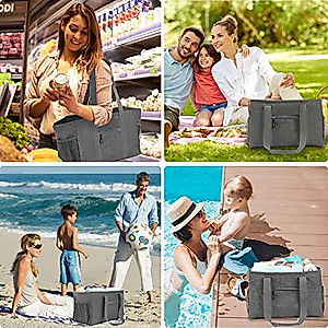 Alameda Large Reusable Tote with Handles, Utility Tote for Women Work School Travel, Reusable Grocery Bags Grey