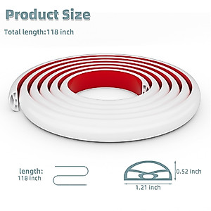 118Inch New Shower Threshold Water Dam Barrier,Collapsible Self-Adhesive Silicone Shower Water Guard for Bathroom Bathtub and Kitchen,Shower Water Blocker Suitable for Wheelchair Access(White)