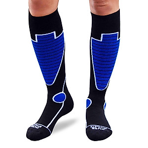 Pure Athlete Midweight Ski Socks - Warmest Winter Thermal Socks for Men Women Skiing Snowboarding Hiking Hunting (M, Black/Blue)