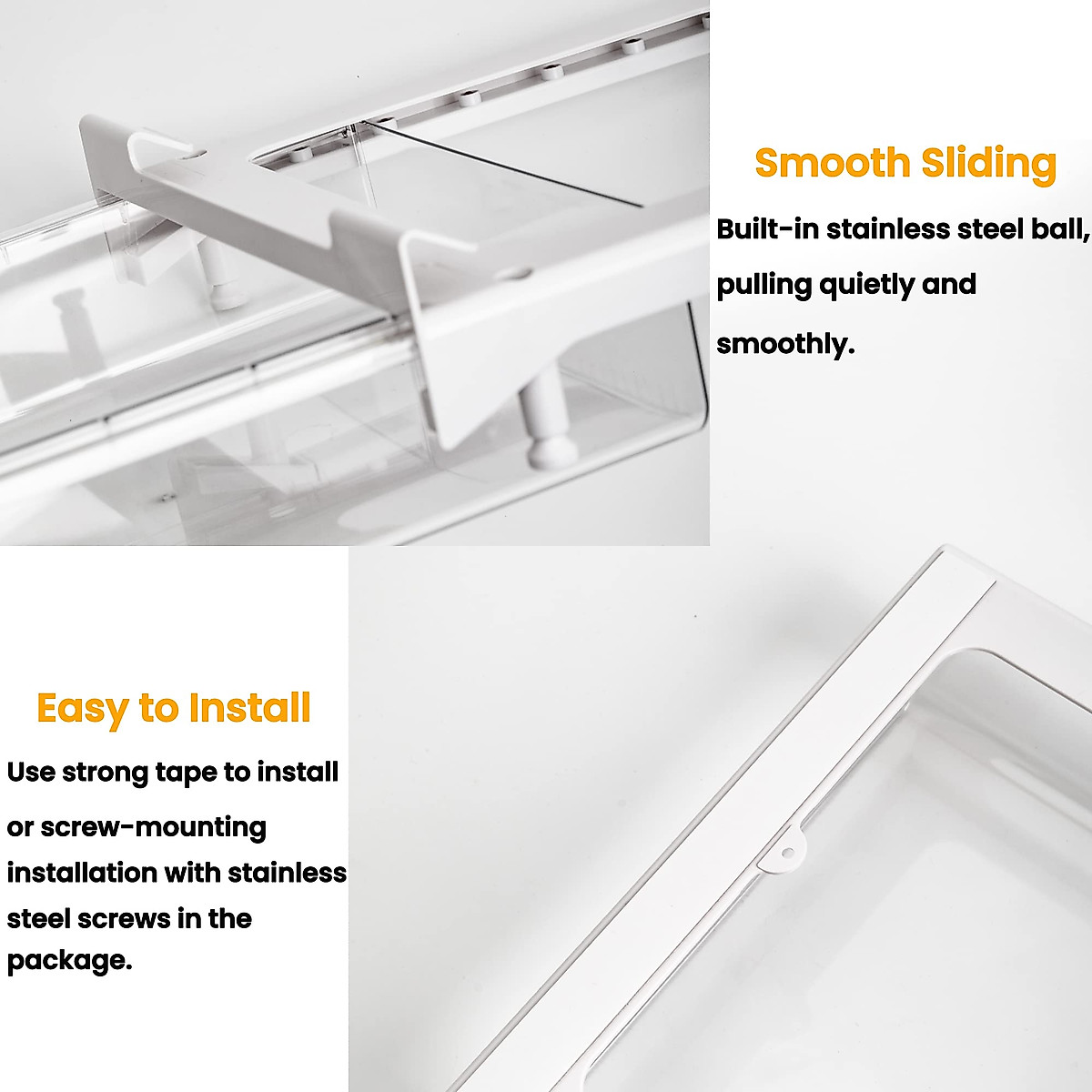 vacane Clear Under Shelf Drawer Organizer, Under Cabinet Shelf Hanging Storage Easy to Install, Bpa-Free Plastic Storage for Closet Kitchen Pantry Cupboard