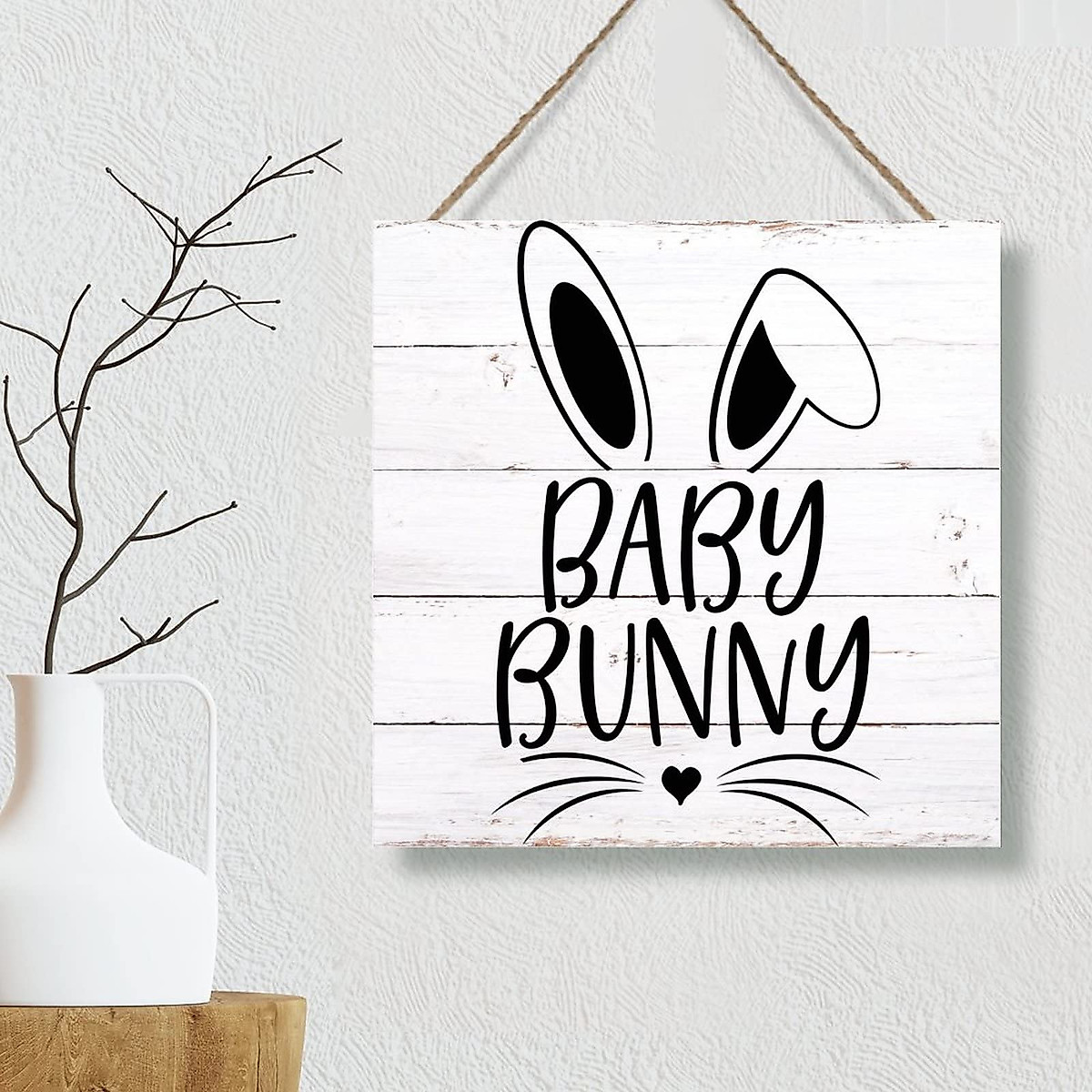 Swavecat Wall Decor Wood Sign Sweet Family Easter Rabbit Sign Easter Family Bunny Baby Wood Wall Signs Happy Easter Eggs Bunny Wood Sign for Living Room 12x12in Easter Gift to Kid Children