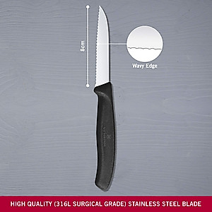 Victorinox Swiss Classic 3 1/4 inch Wavy Black Paring Knife, 3.1 inches, 6.7433