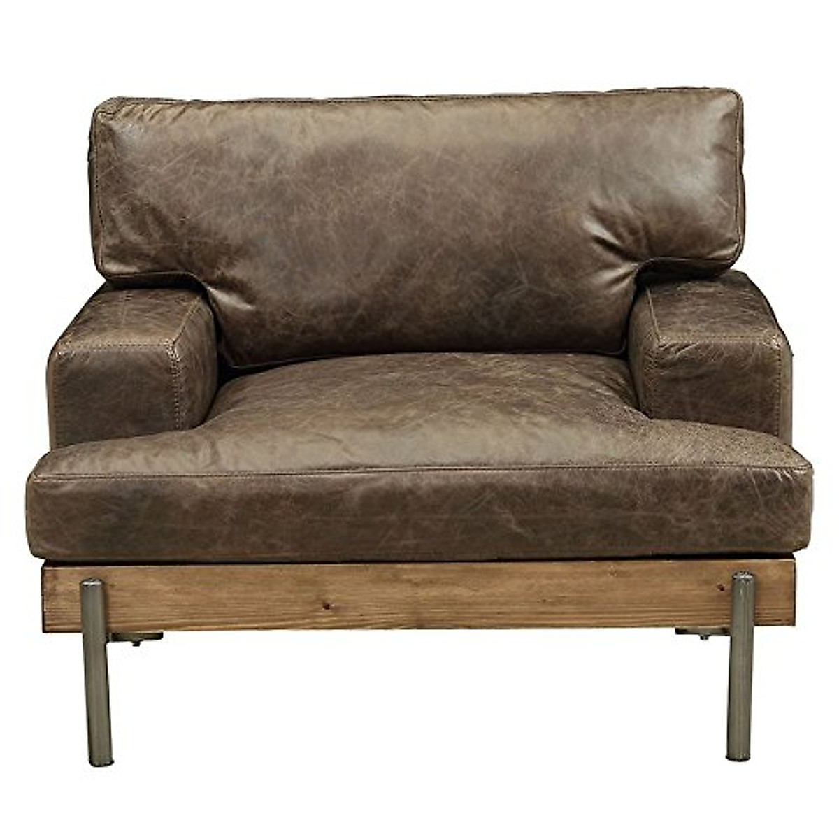 ACME Sofa, Oak & Distress Chocolate Top Grain Leather