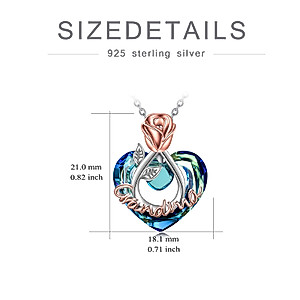 POPKIMI Gifts for Grandma Grandma Necklace 925 Sterling Silver Crystal Grandma Jewelry Birthday Gifts for Grandma