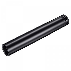 uxcell 1/2" Drive by 24mm Deep Impact Socket, Heat-Treated CR-V Steel 8" Length, 6-Point Metric Sizes